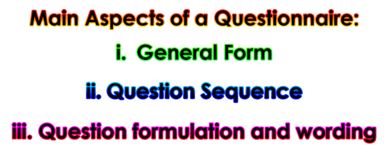 Main Aspects of Questionnaire - Library & Information Management