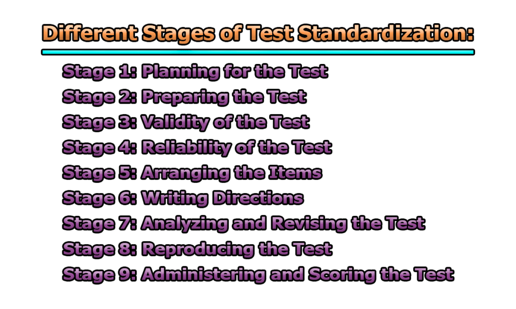 Different Stages of Test Standardization - Library & Information Management