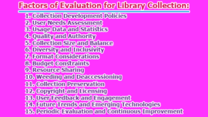Factors of Evaluation for Library Collection | limbd.org