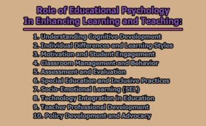 Role of Educational Psychology in Enhancing Learning and Teaching